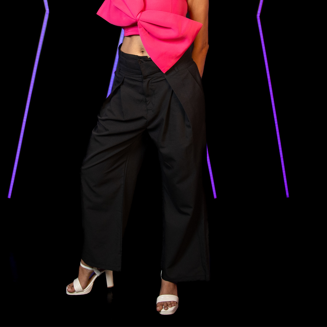Black Wide-Leg Trousers for Women | High-Waisted – NIYARA India